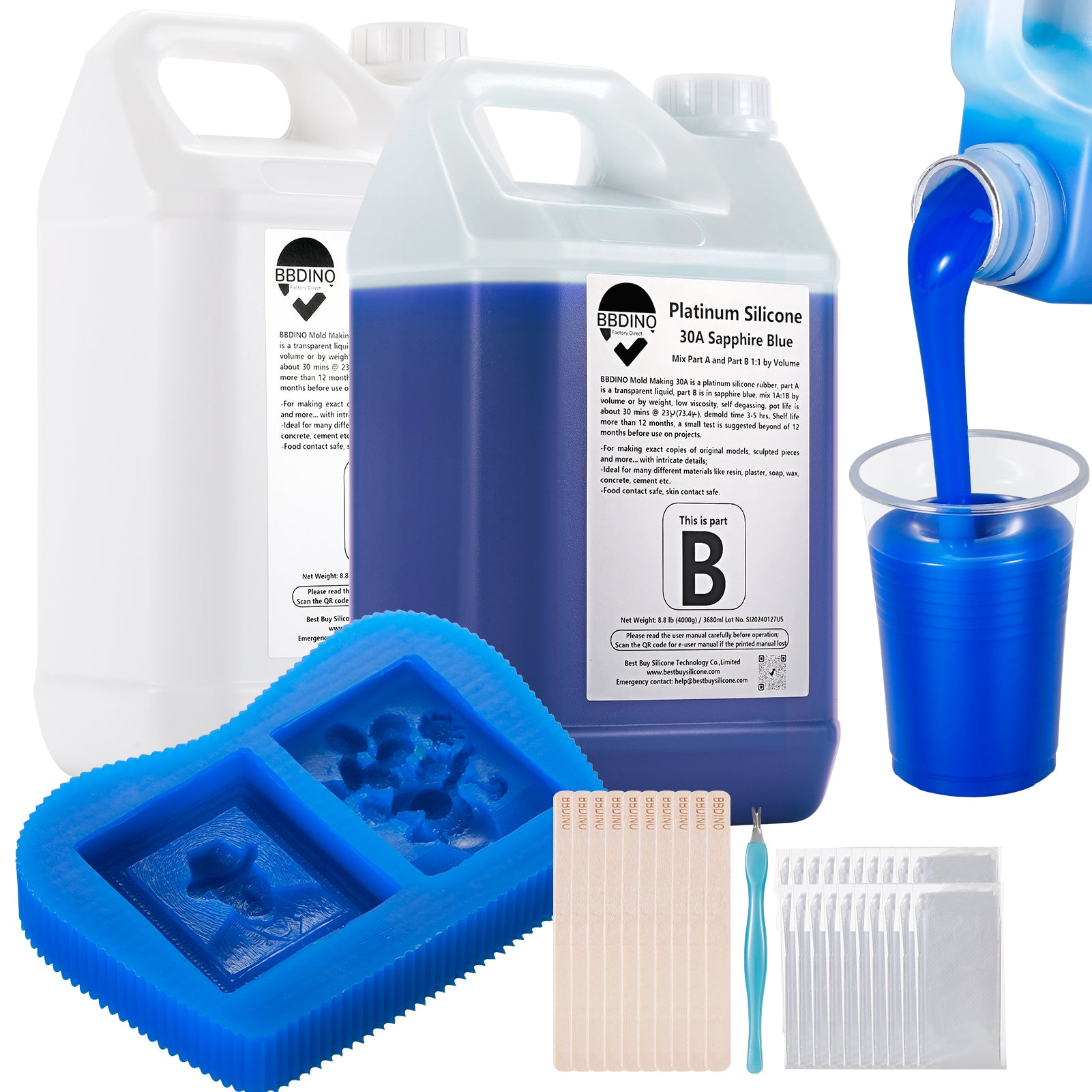 BBDINO 30A Silicone Rubber Mold Making Kit Platinum 2 Gallons Kit Sapp ...
