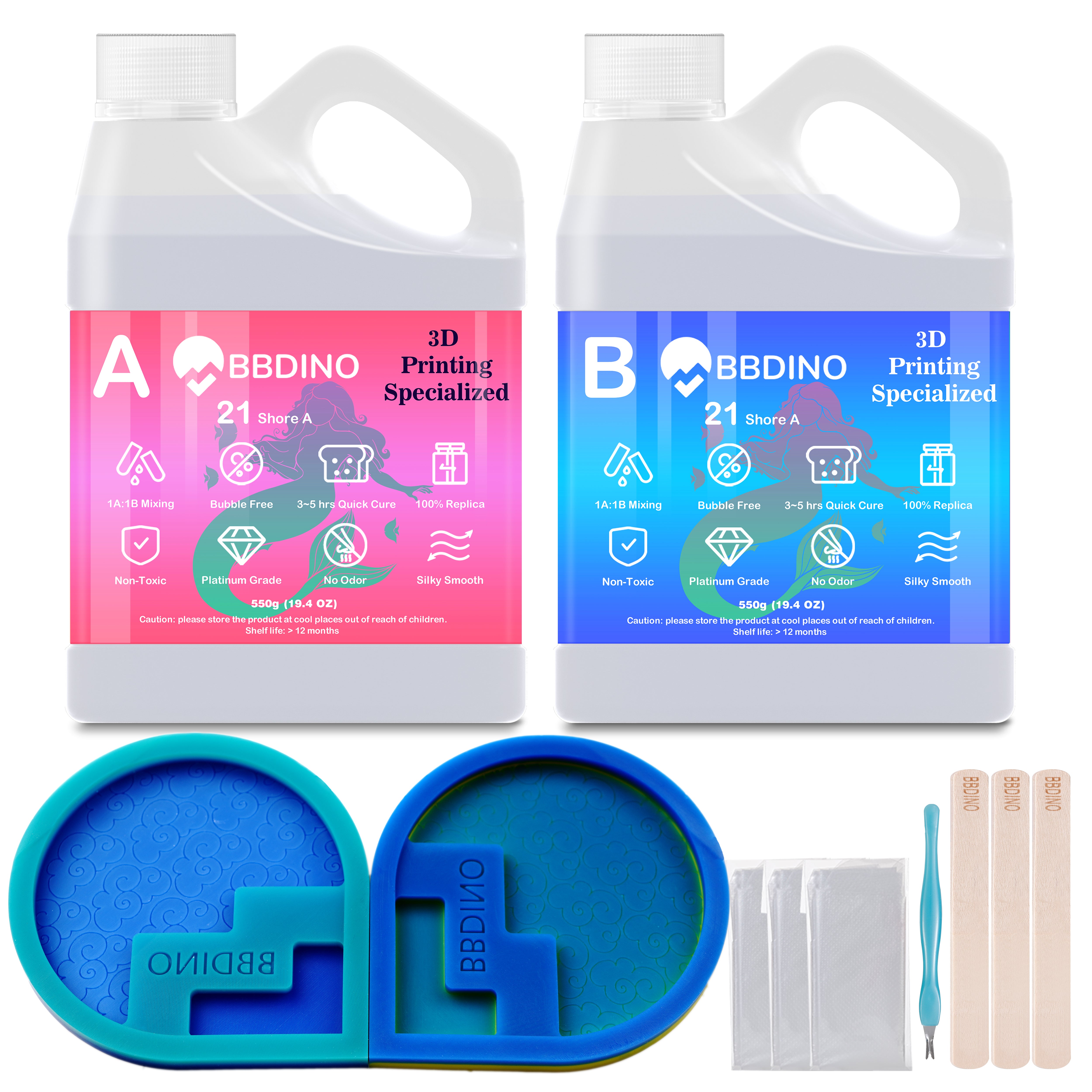 BBDINO Anti Cure Inhibition Silicone Mold Making Kit 21A | Platinum Cu ...