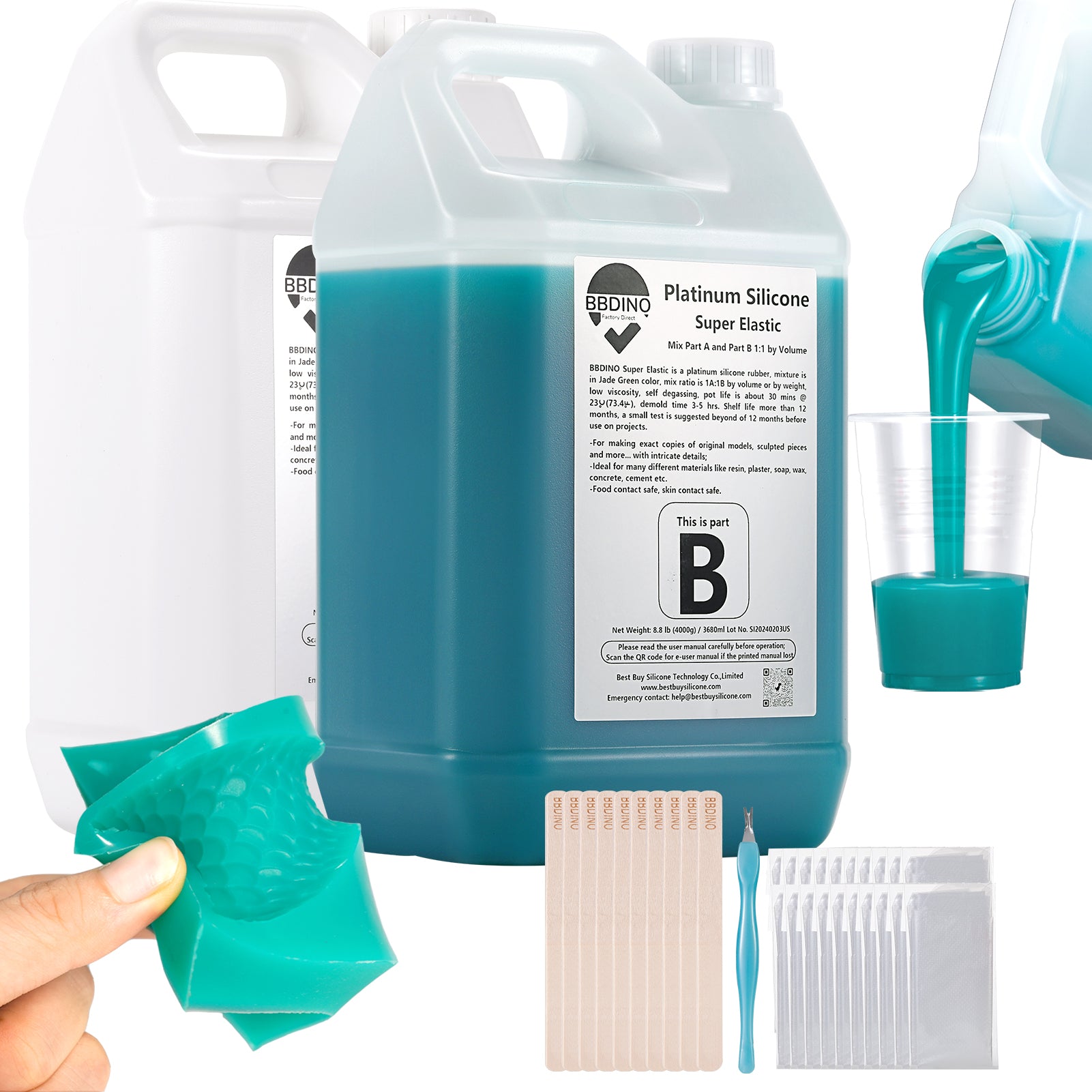 BBDINO Super Elastic Silicone Mold Making 2 Gallon Kit Jade Green | GP ...