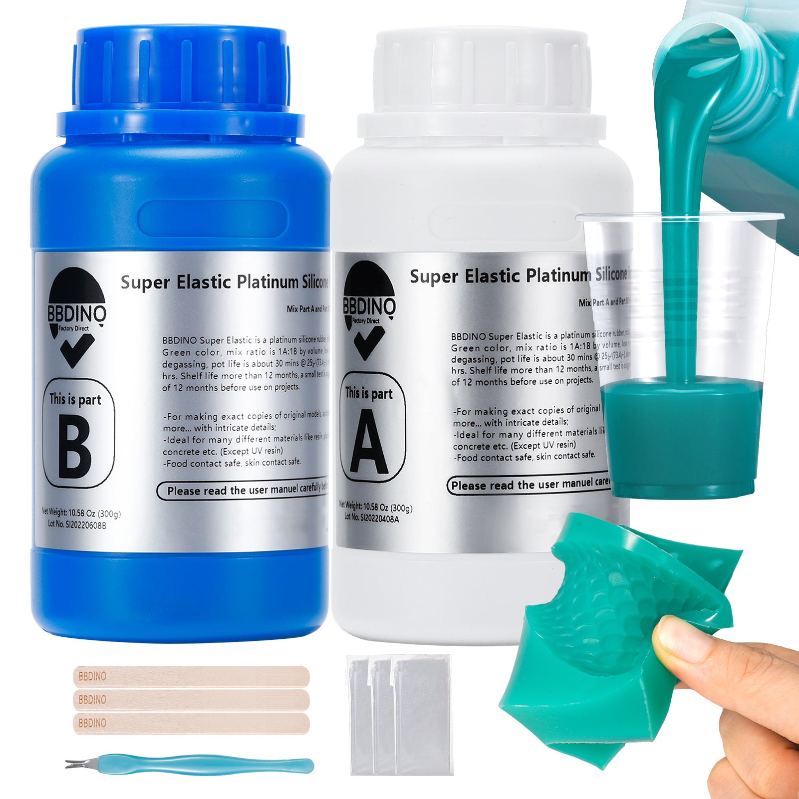 BBDINO Super Elastic Silicone Mold Making Trial Kit Jade Green | GP Pl ...